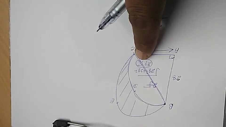 ABCD is a quadrant of a circle of radius 28 cm and semicircle BEC is draw..