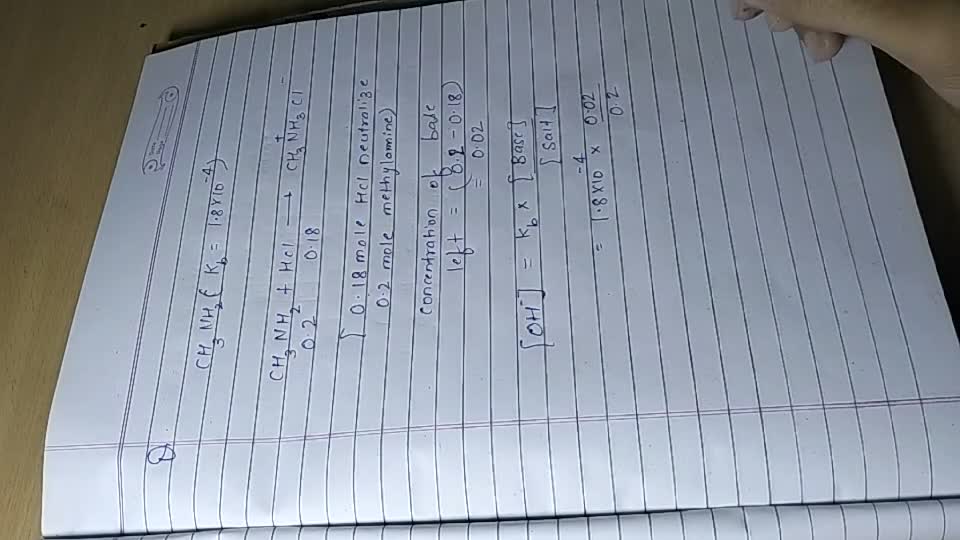 0.2 mole of \mathrm{CH}{3} \mathrm{NH}{2}\left(\mathrm{~K}_{\mathrm{b}}=1..