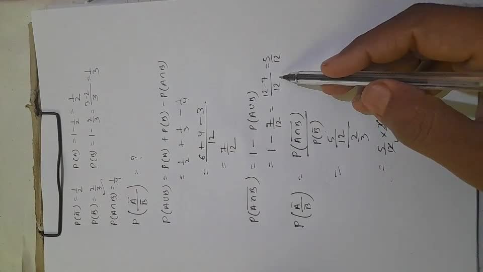 For two events \mathrm{A} and \mathrm{B}, if \mathrm{P}(\mathrm{a})=\math..