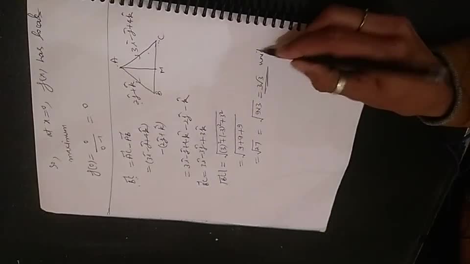 The vectors 2j+k and 3i−j+4k represent the two series AB and AC respectiv..