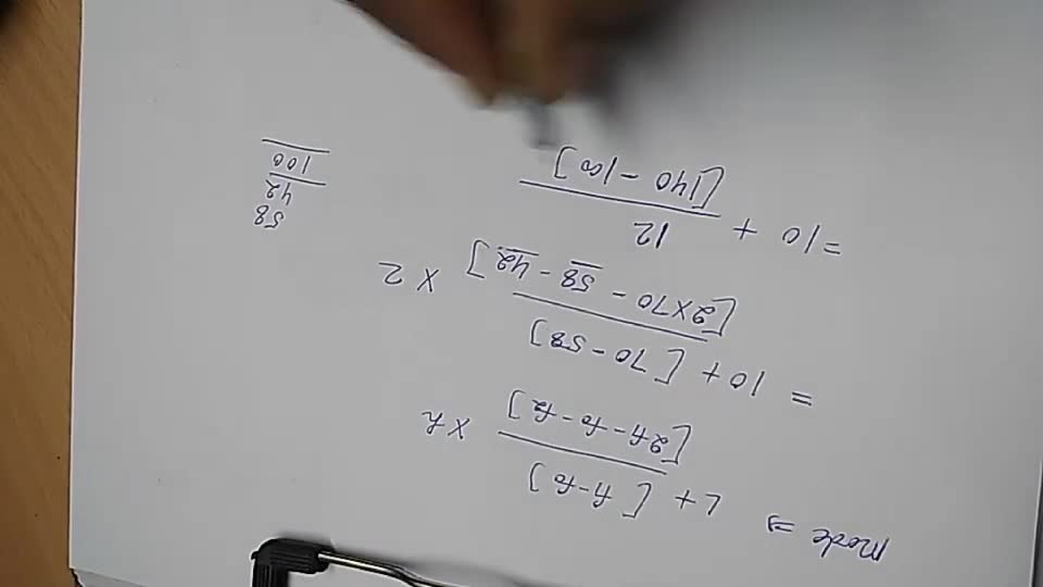 ∴ in the given example,L= Lower class limit of the modal classh= Class