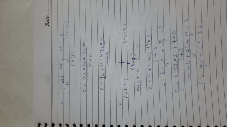 Section formula and mid term formula class 10 mathematics | Filo