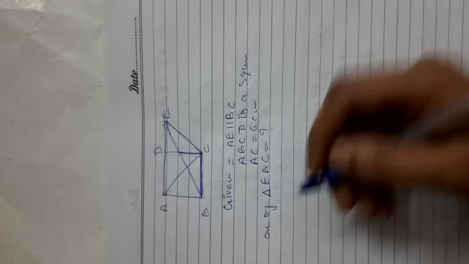 c) In the figure, \mathrm{AE} / / \mathrm{BC}, square \mathrm{ABCD} and