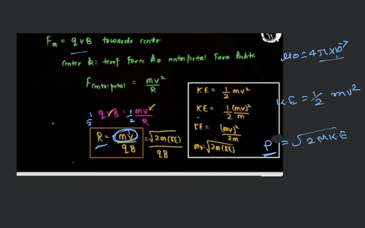 Fm =qvB towards centrcenter ki teref force k0 entripetal Fore kehtefe..
