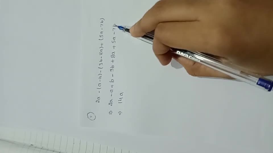 \[\begin{array}{l}=3 a-[4 b+6 a-\{7 a-(8 b-2 a)\}] \\=3 a-[4 b+6 a-\{9..