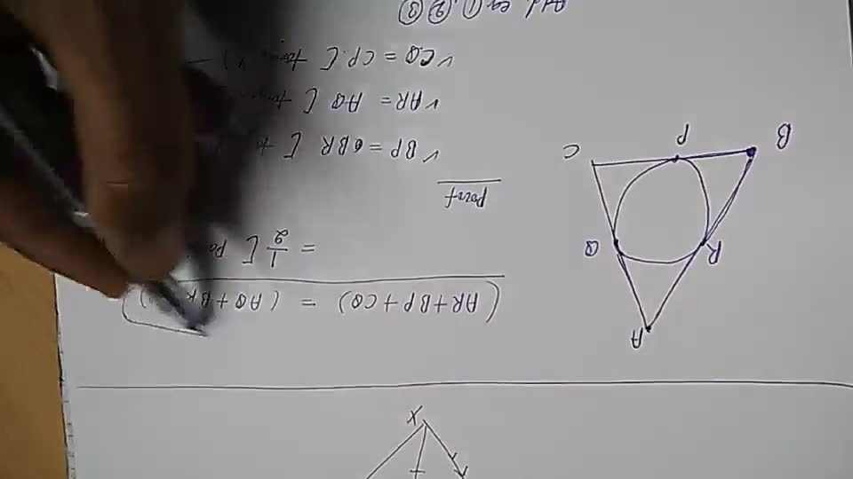 27. In the given figure, the incircle of ABC touches the sides BC,CA and..