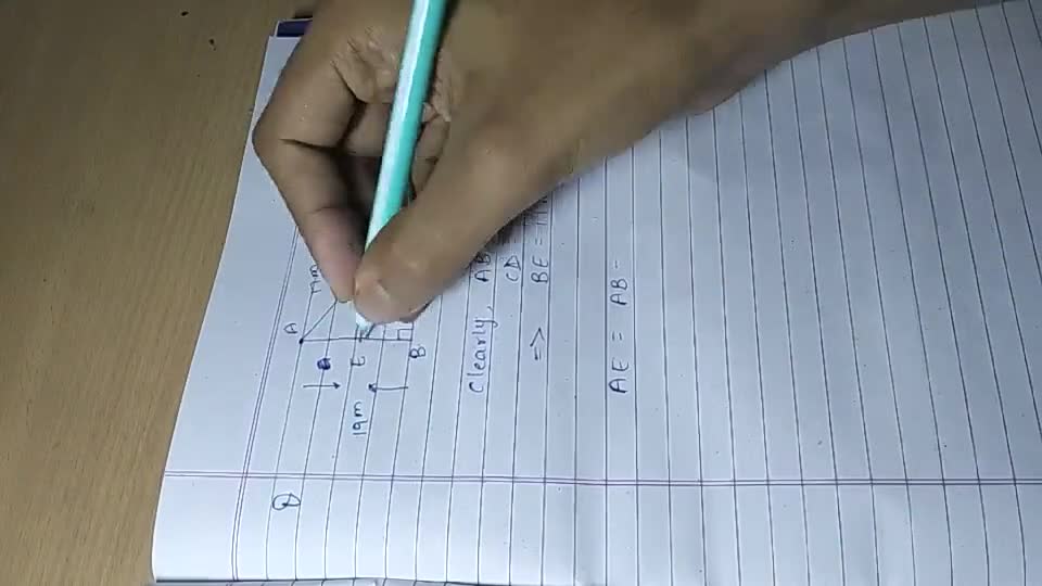 9) In the given figure, AB and CD are two vertical poles of height 19 m a..