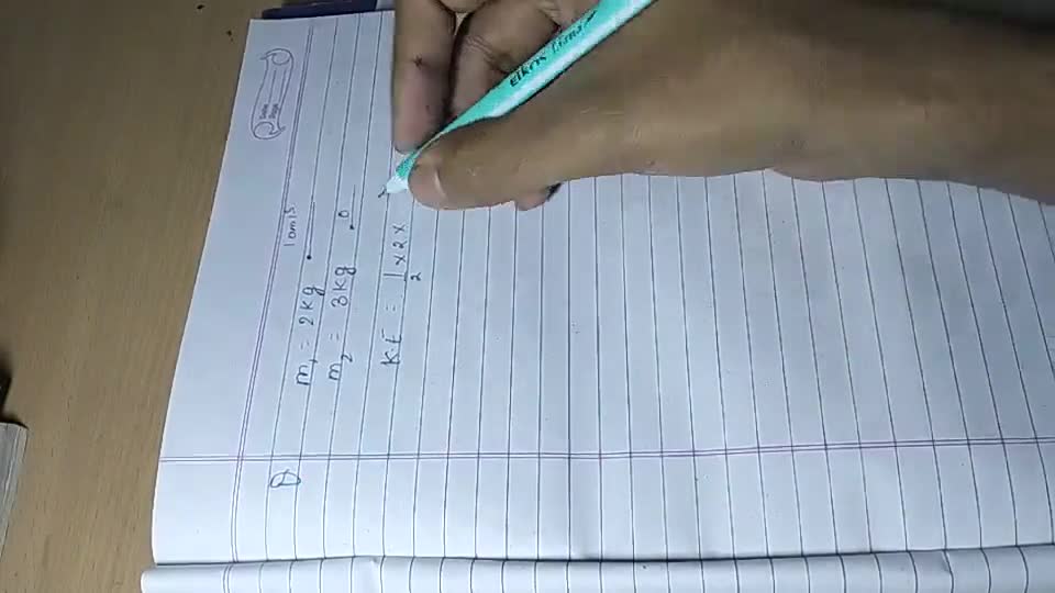 Class −11th Physics 1. Two objects with mass mi=2 kg and m=3 kg collides..