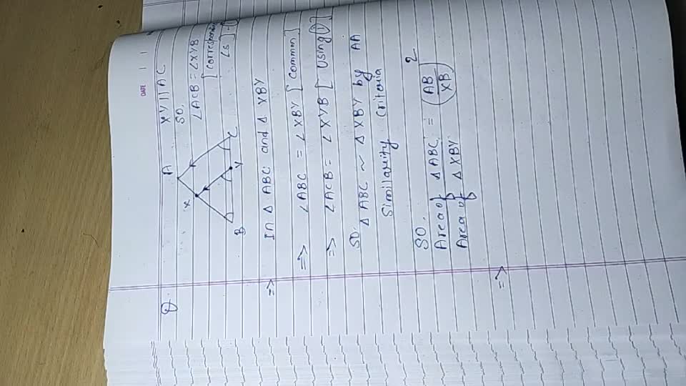 Example 9 : In Fig. 6.43, the line segment XY is parallel to side AC of