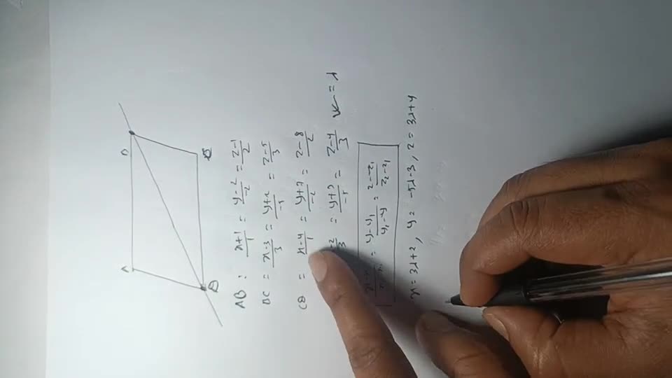 Equations of sides of a parallelogram \mathrm{ABCD} are as follows A B: