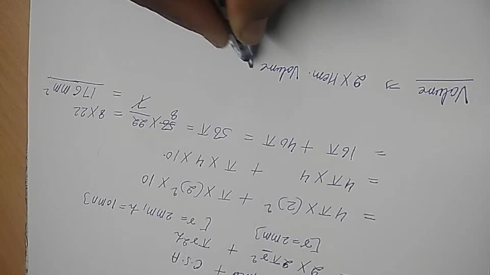 A medicine capsule is in the shape of a cylinder with two hemispheres stu..