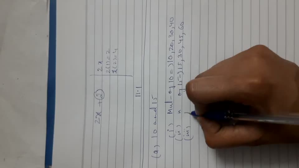 W. Find the first three common multiples of the numbers in each pair with..