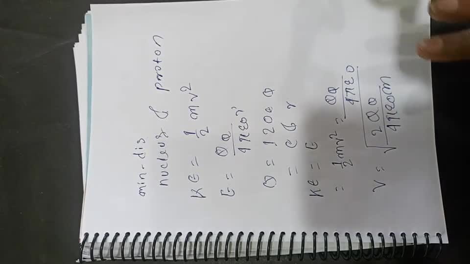 A proton is fired from very far away towards a nucleus with charge Q=120e..