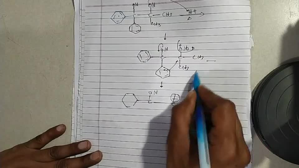 61. Consider the following reaction,CC(C)(O)C(O)(c1ccccc1)c1ccccc1 | Filo