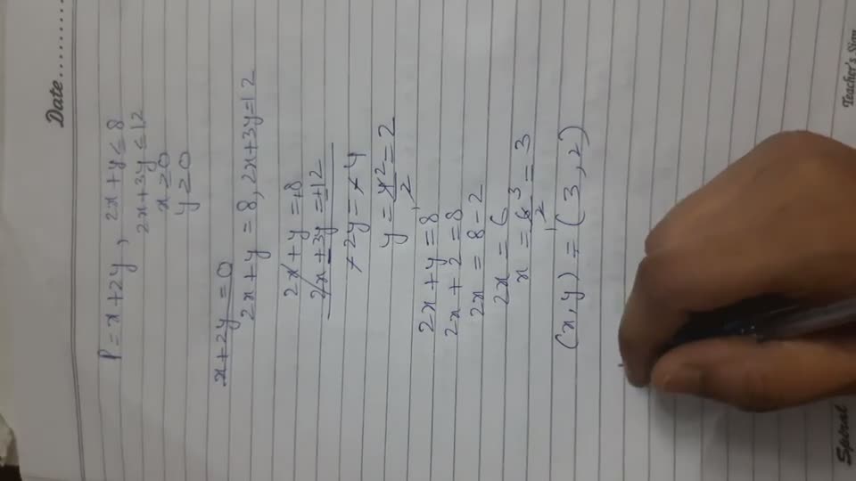 Maximize the objective function P=x+2y subject to the conditions 2x+y≤8,2..