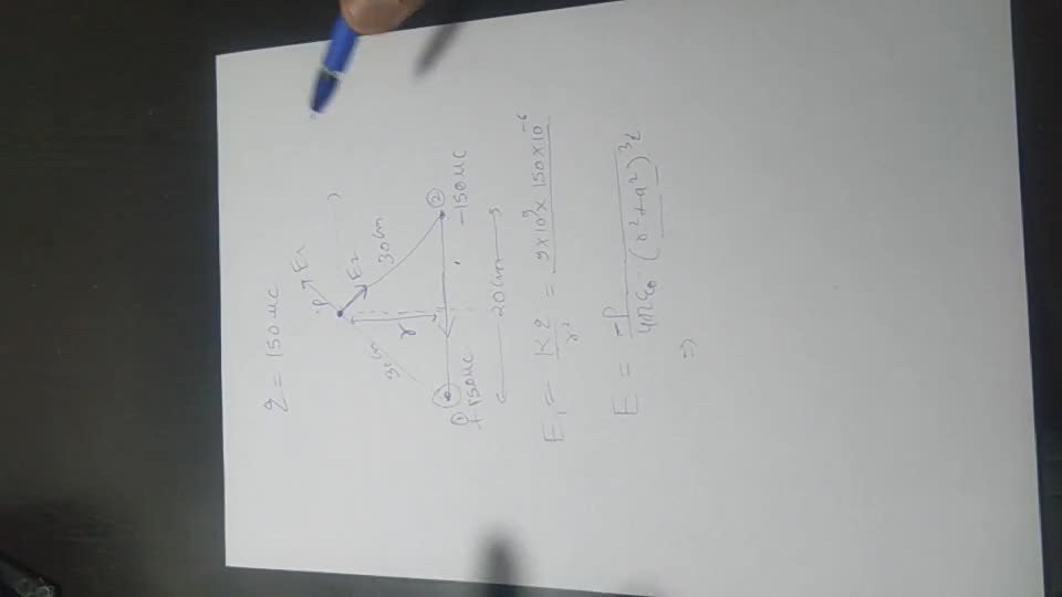 Calculate the electric field due to an electric dipole of length 20 \math..