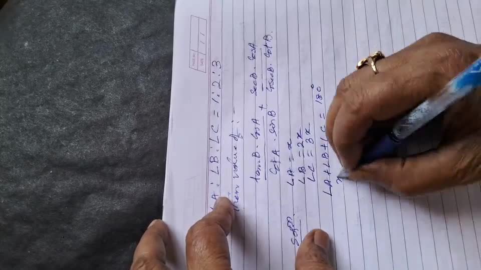 If the ratio of \angle A, \angle B and \angle C of a \triangle A B C is 1..