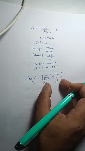 Force = density x +C is dimensionaly true.Find the dimensional formula o..