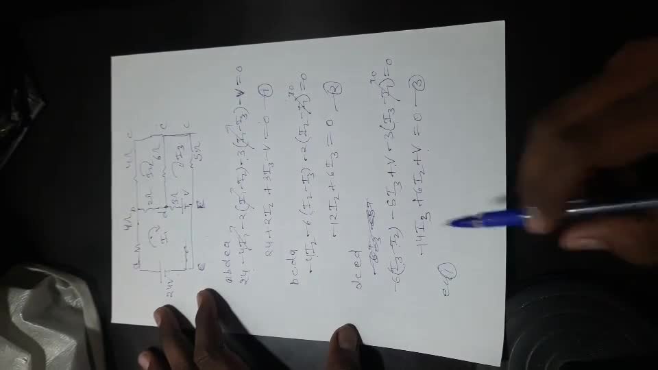 A network with three meshes has been shown in Fig 1. Applying mesh curren..