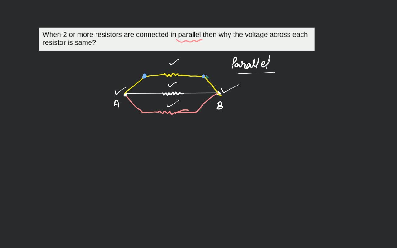 When 2 or more resistors are connected in parallel then why the voltage a..
