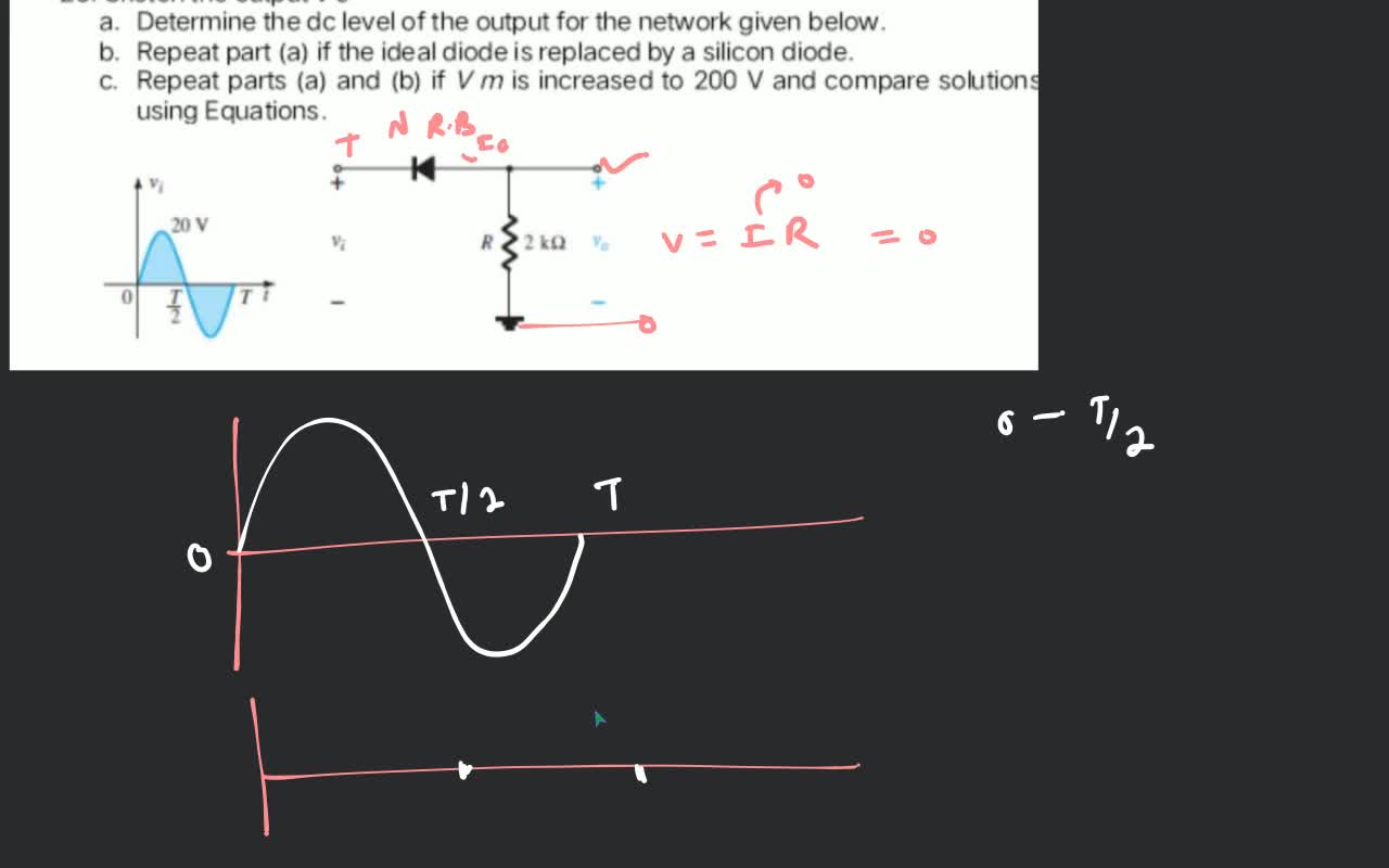 23. Sketch the output voa. Determine the dc level of the output for the