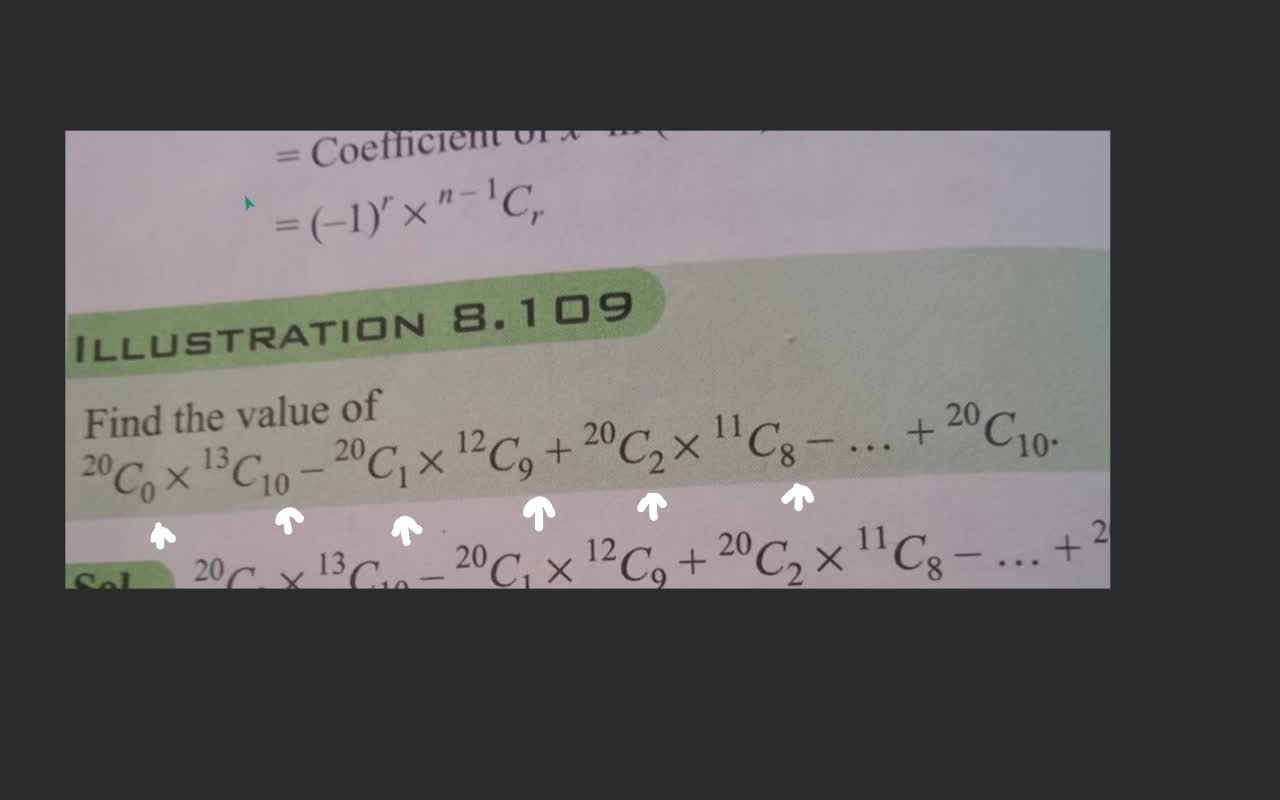 \begin{array}{l}=\text { Coefficien } \\=(-1)^{r} \times{ }^{n-1} C_{r}\e..
