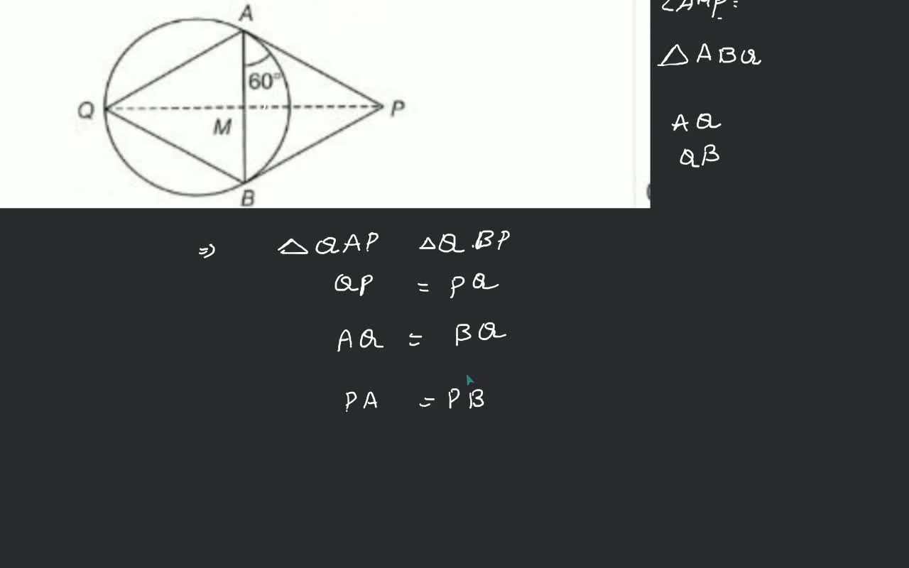 PA and PB are the tangents to a circle which circumscribes an equilateral..