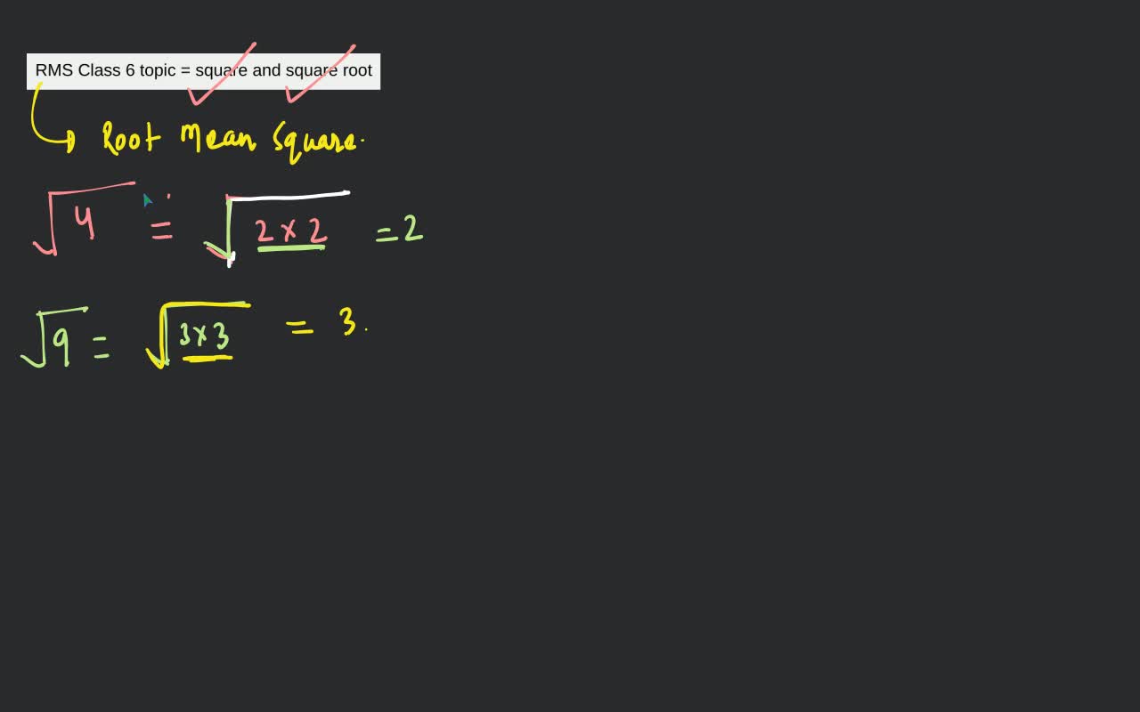 RMS Class 6 topic = square and square root | Filo