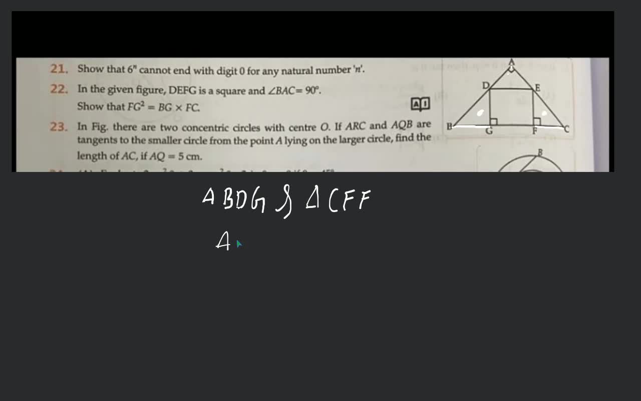 21. Show that 6n cannot end with digit 0 for any natural number ' n '.22..