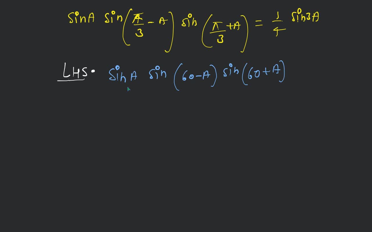 Sin A sin(pi/3-A)sin(pi/3+A) = 1/4sin3A | Filo