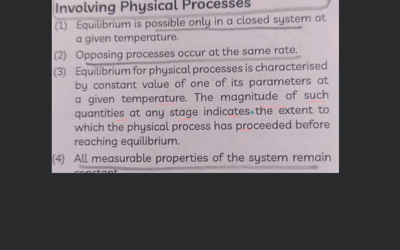 General Characteristics of Equilibria Involving Physical Processes | Filo