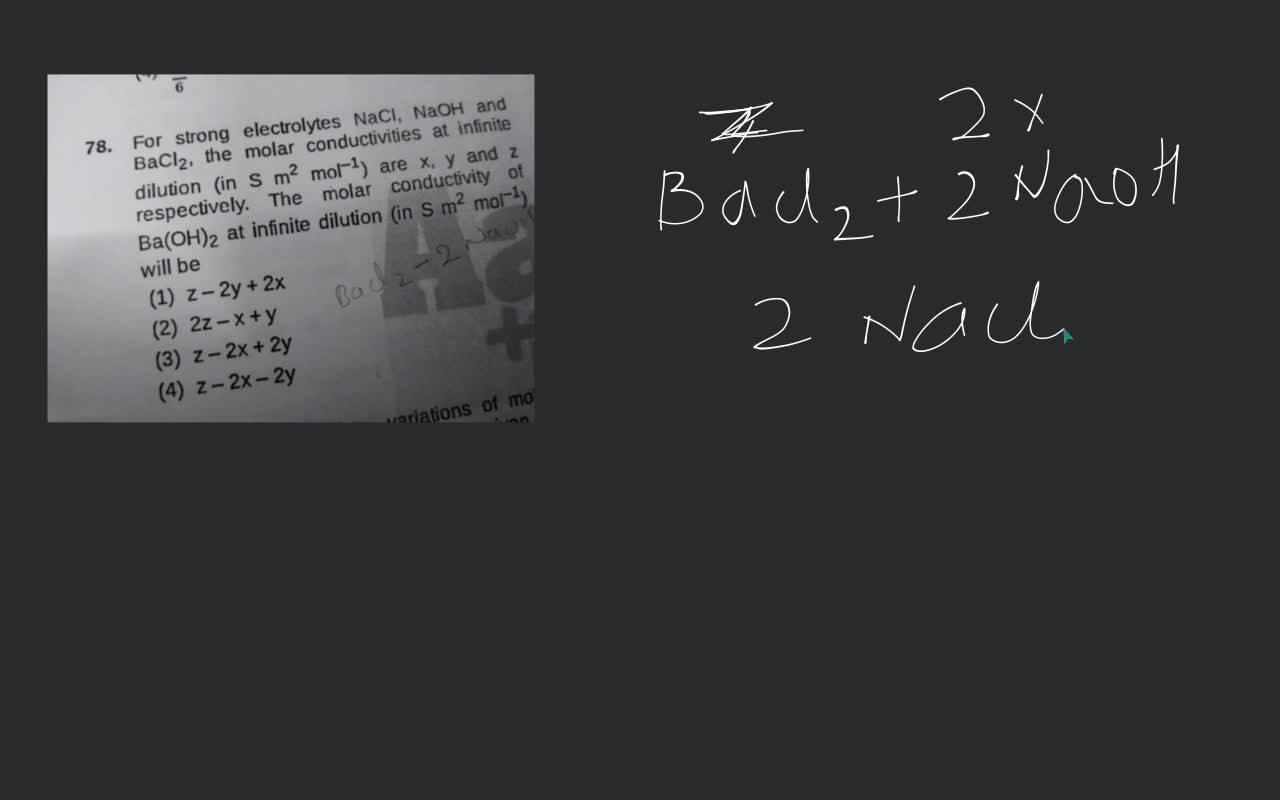 For strong electrolytes NaCl,NaOH and BaCl2 , the molar conductivities at..