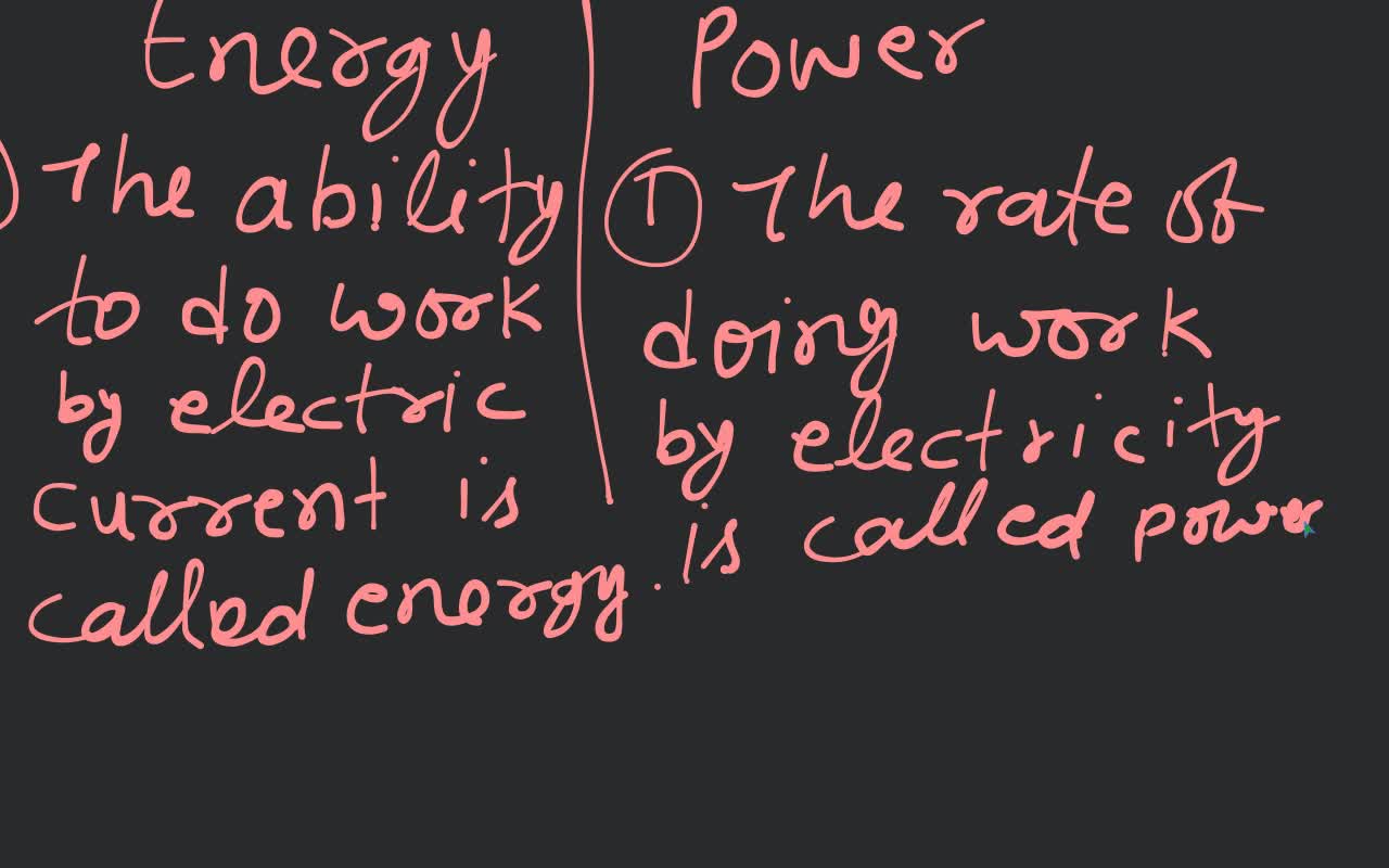 What is the difference between power and energy in chapter (electricity)..