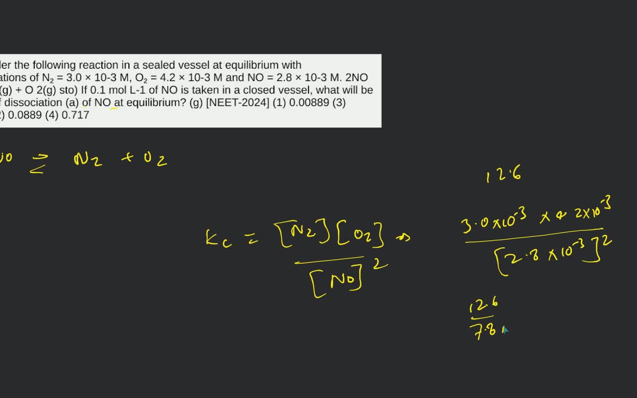 3. Consider the following reaction in a sealed vessel at equilibrium with..