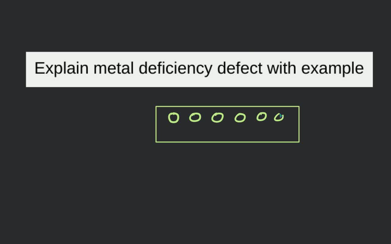 Explain metal deficiency defect with example | Filo