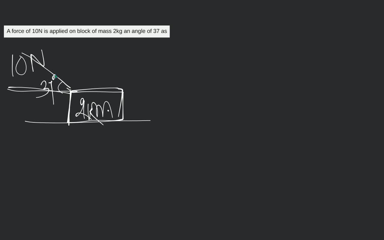 A force of 10N is applied on block of mass 2kg an angle of 37 as | Filo