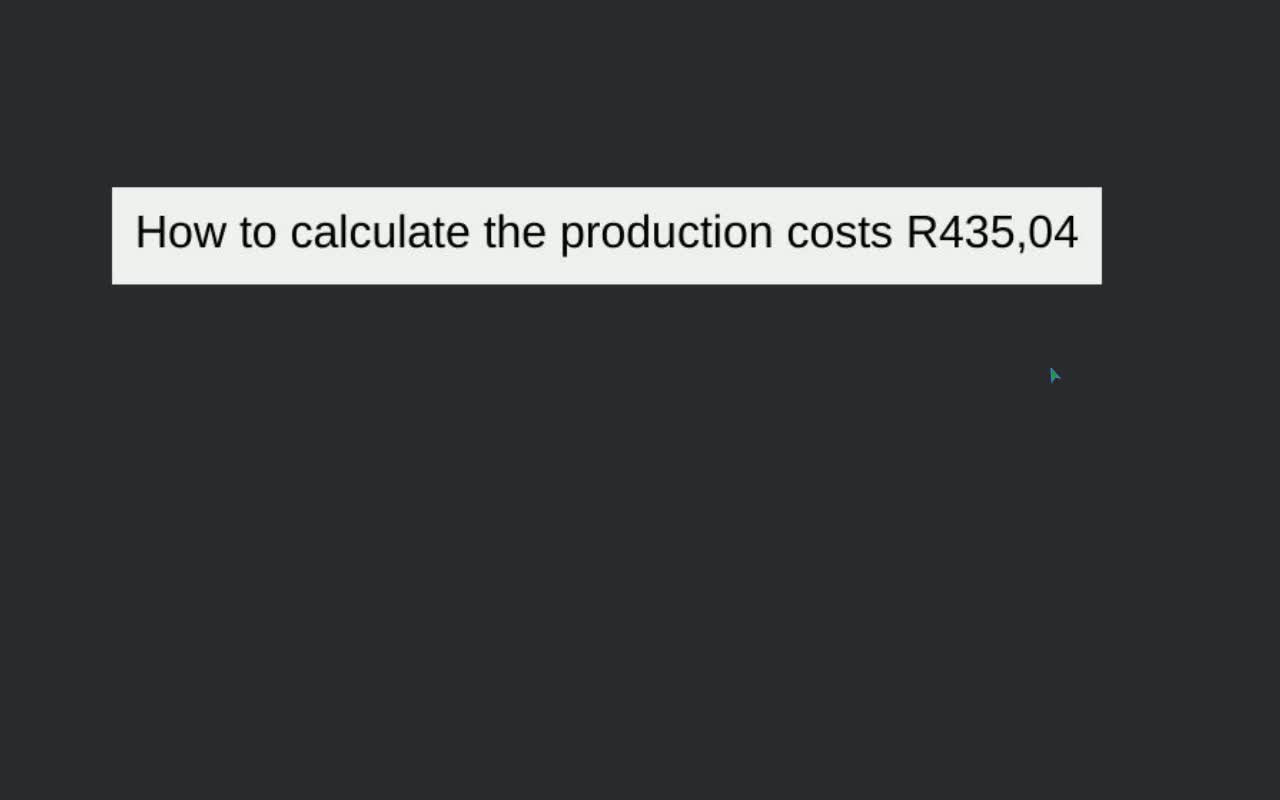 How to calculate the production costs R435,04 | Filo