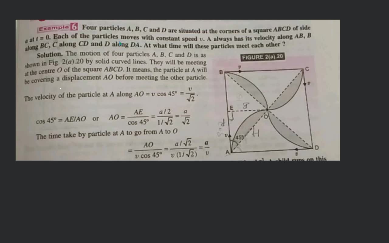 Example 6] Four particles A,B,C and D are situated at the corners of a sq..