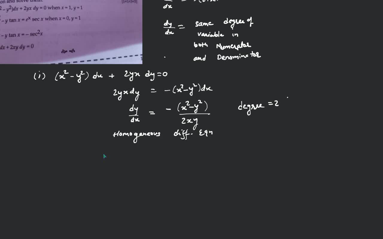 Some of the ordinary differential equations of first degree and first ord..