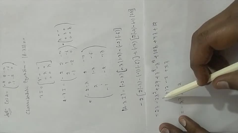 [5]0⋯11P⋯1 Find the eigenvalue of the matrix ⎝⎛ −22−1 21−2 −3−60