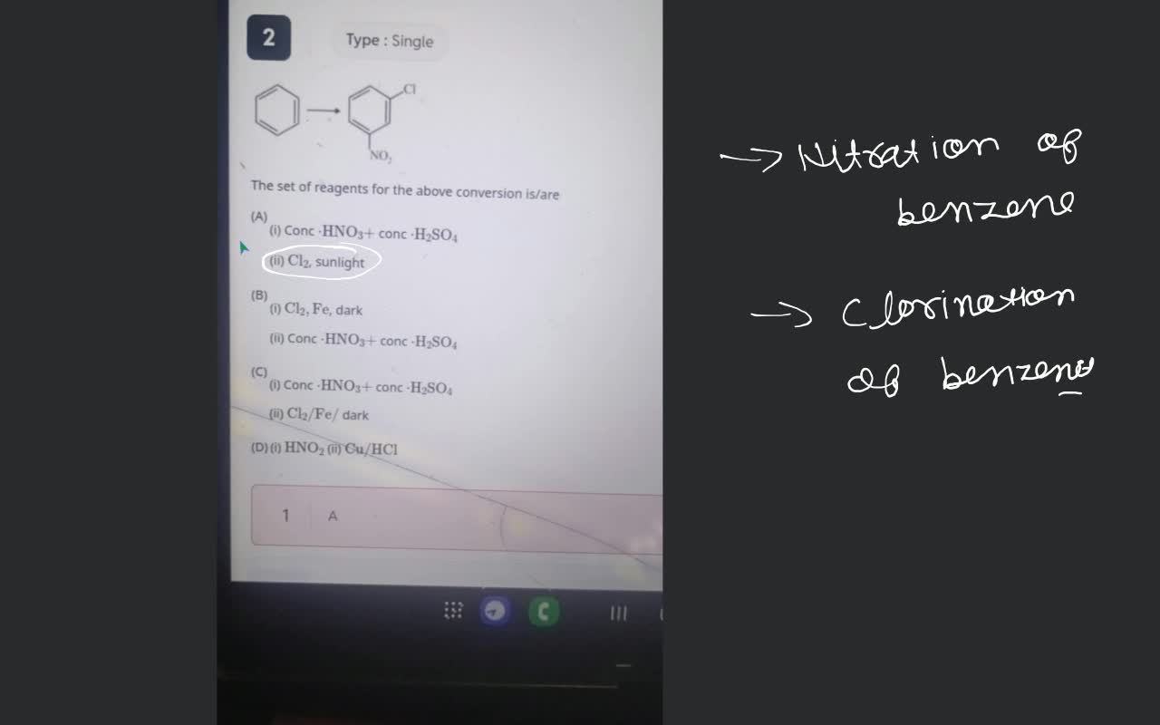 2Type: SingleThe set of reagents for the above conversion is/are(A)..