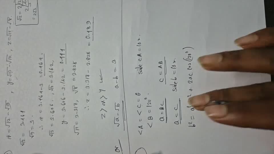For a triangle shown in the figure, side CA is 10 m, angle A and angle