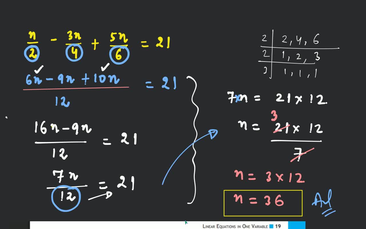 EXERCISE 2.2 Solve the following linear equations. LINEAR EQUATIONS IN ON..