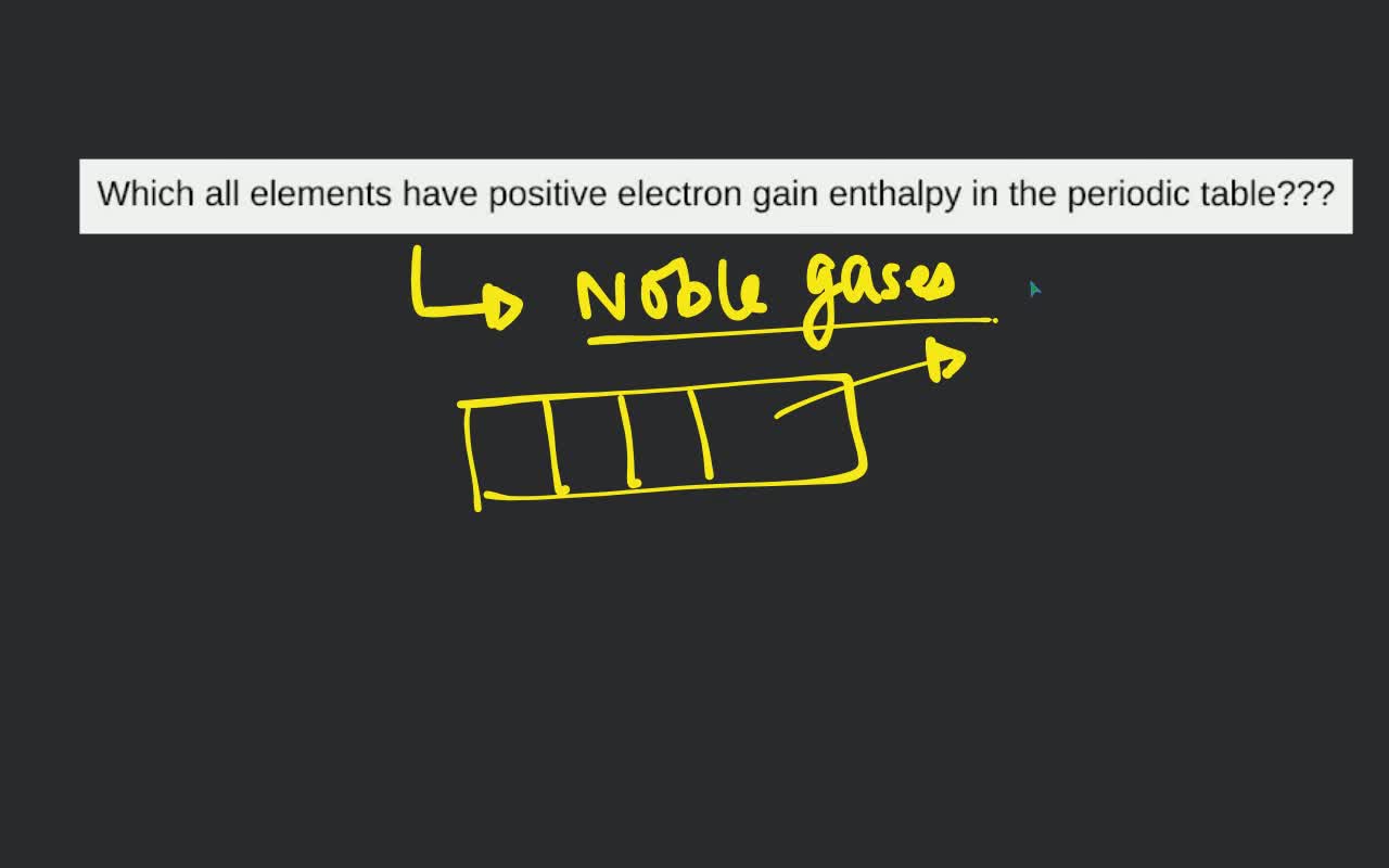 Which all elements have positive electron gain enthalpy in the periodic t..