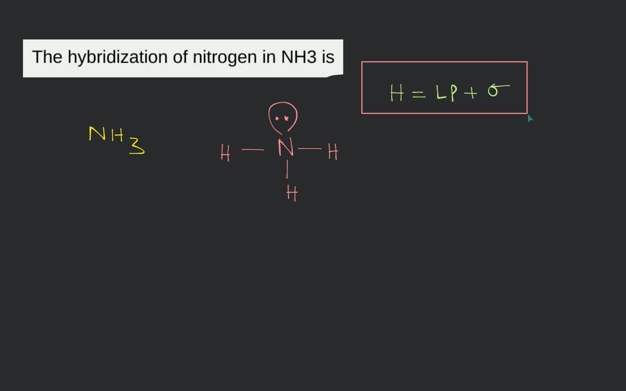 The hybridization of nitrogen in NH3 is | Filo