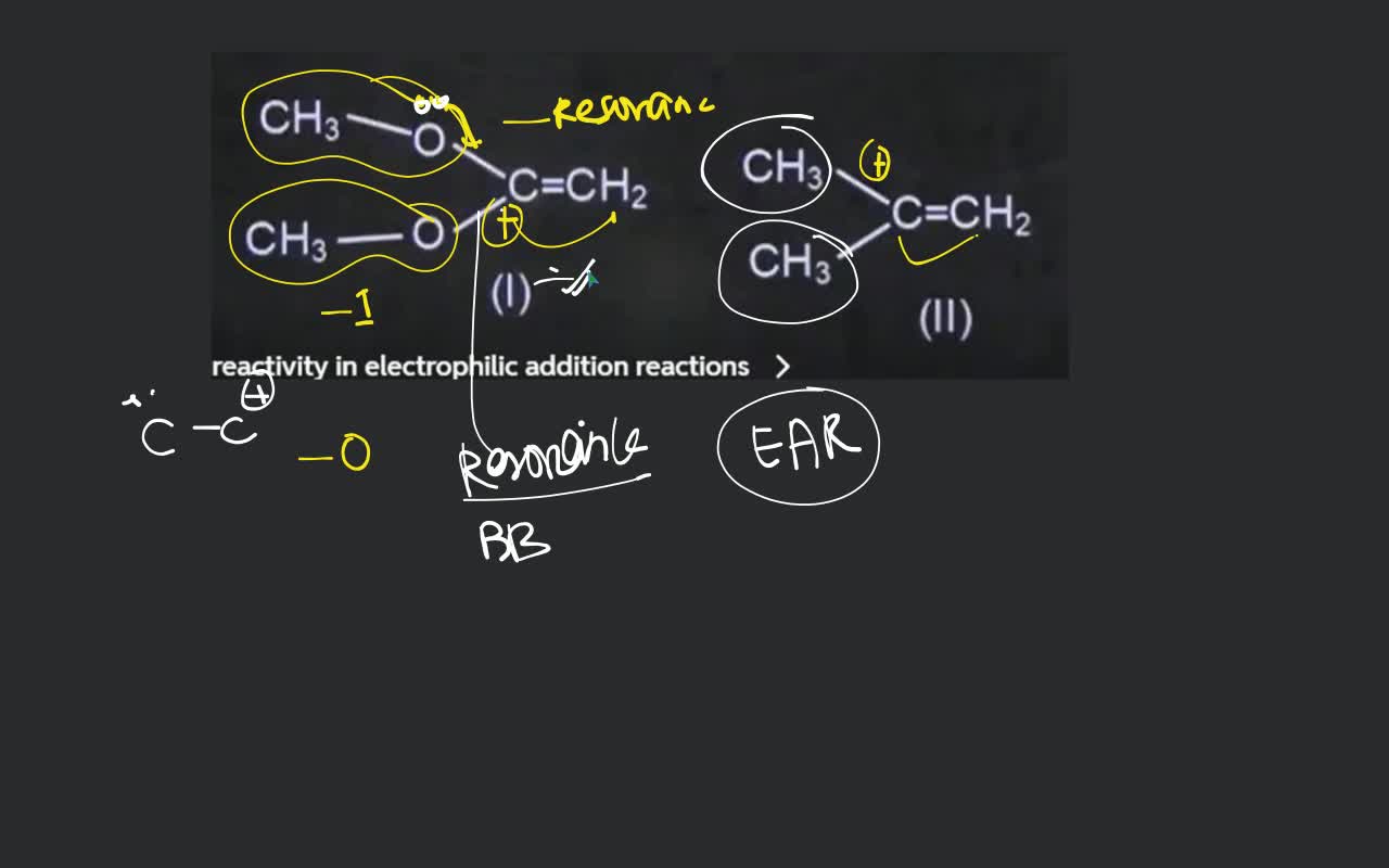 CH3O CH3 CC=CH2 CC=CH2 CH3-0 CH3 (1) (11) reactivity in electrophilic add..