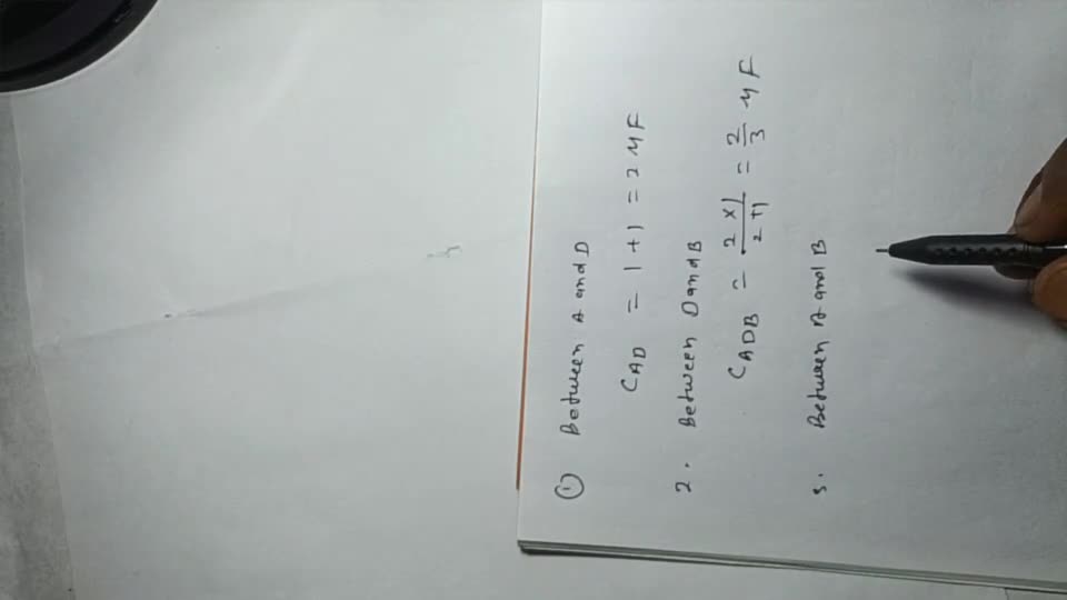 The equivalent capacitance between points A and B of the circuit shown wi..